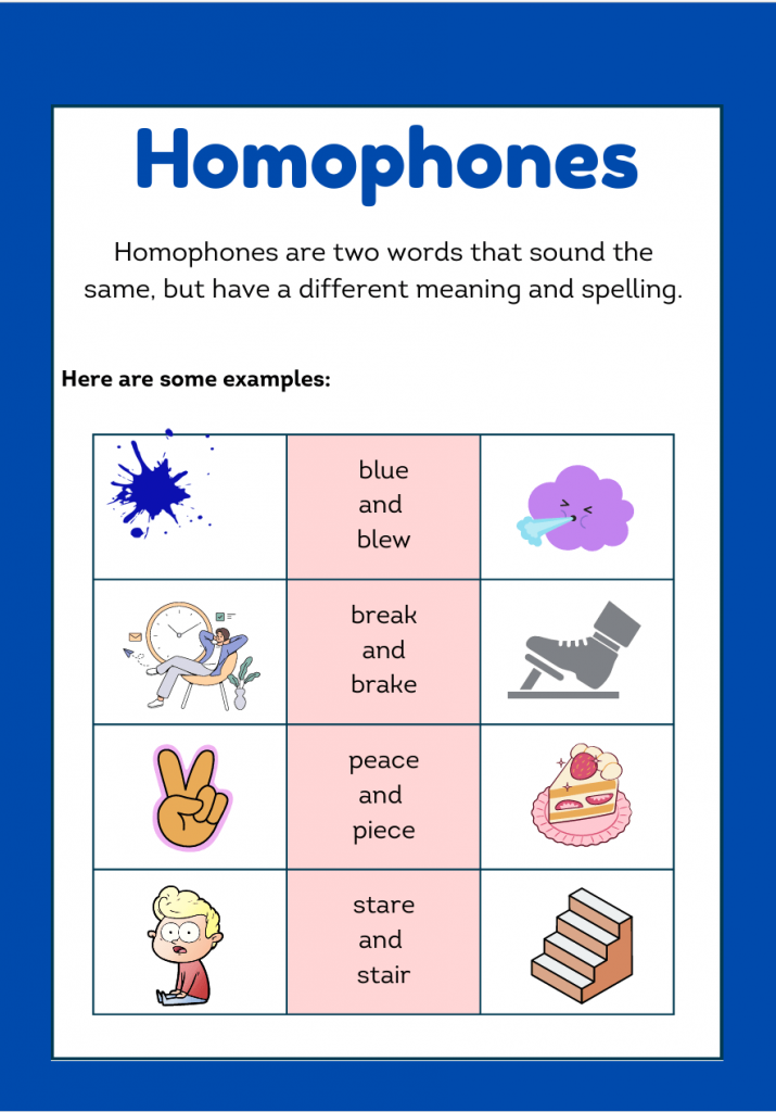 Homophones Worksheet – Same Sound, Different Meaning Ages 7-11 - Mr English