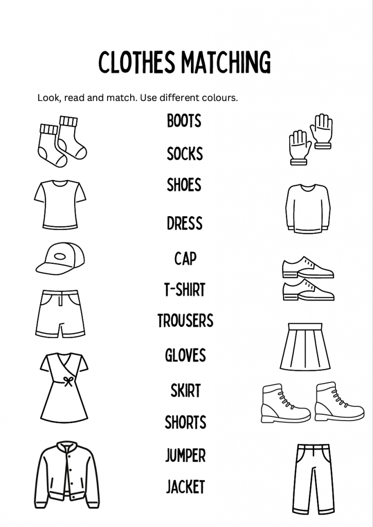 Clothes Vocabulary Worksheet for Kids | Fun ESL Activity to Learn ...