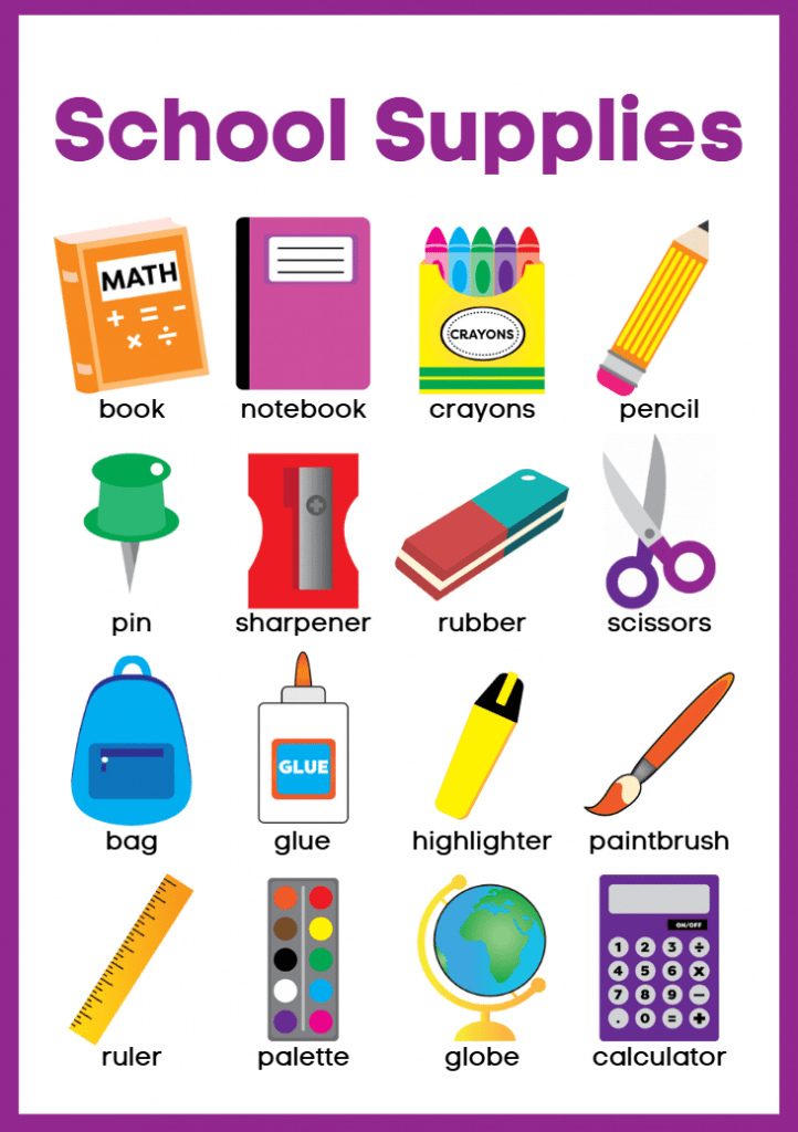 School Supplies ESL Worksheet for Kids (Ages 4–8) – Printable ...