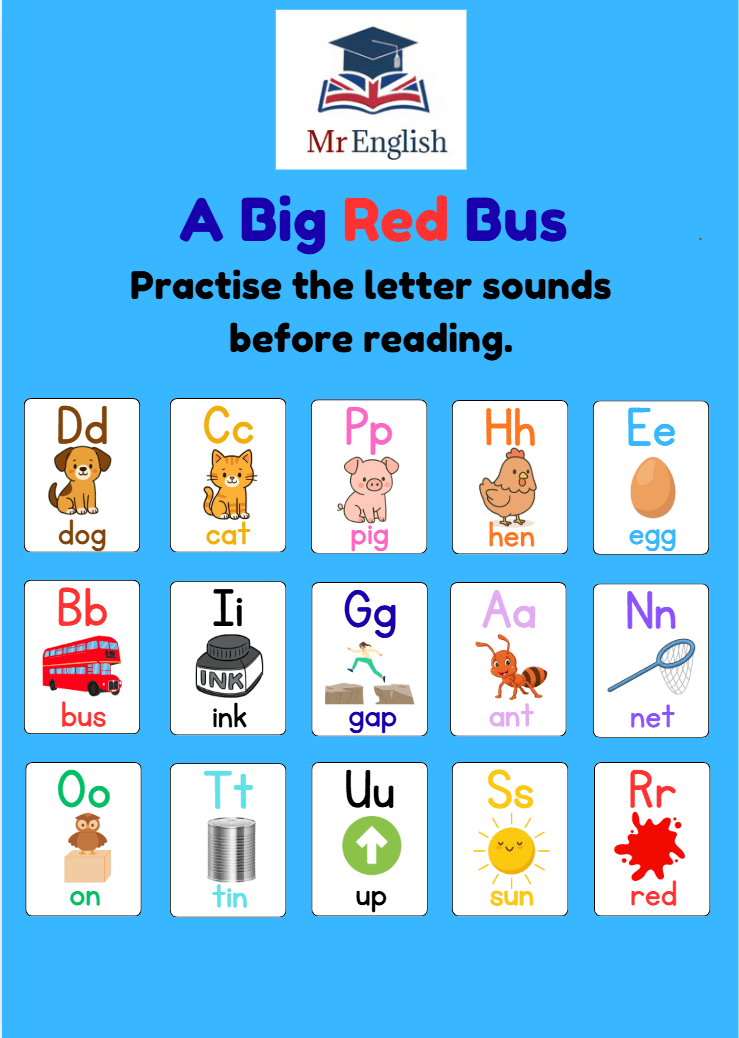 A Big Red Bus – Phase 2 Phonics Storybook for Kids (Ages 4–6) | Early ...