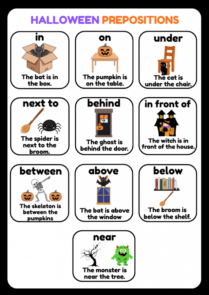 Halloween Prepositions Worksheets for Kids (Ages 6–9) | Fun ESL Grammar ...