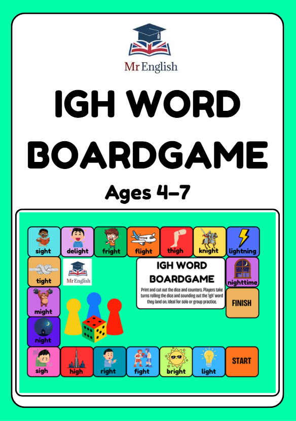 IGH Words Board Game | Fun Phonics Game for Kids (Ages 4–7) - Mr English