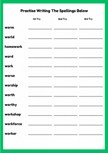 WOR Words Phonics Worksheet (Phase 6) – Spelling Activities for Ages 6 ...