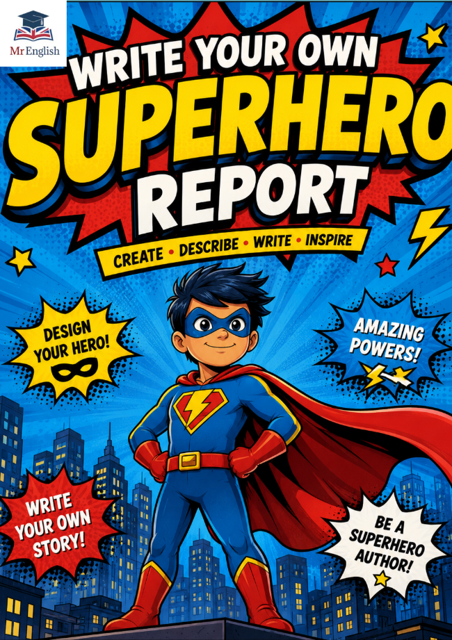 Year 4 Superhero Report Writing Worksheet | Creative Writing Activity ...