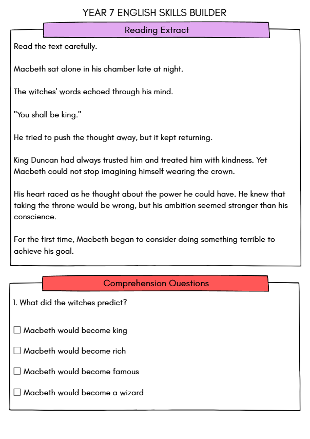 Macbeth Villain or Victim? PEAL Paragraph Skills Builder | Year 7 ...