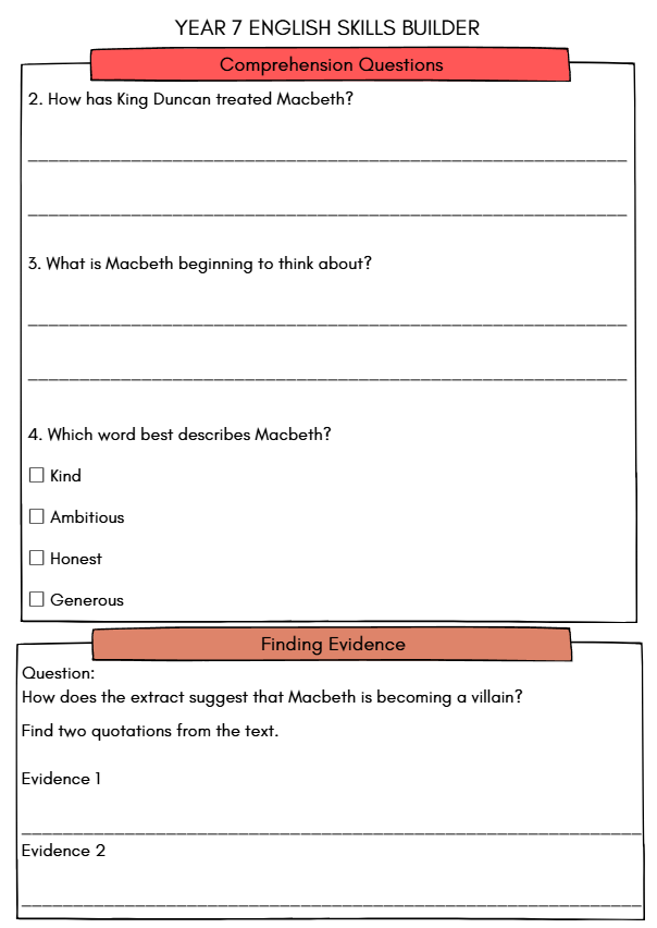 Macbeth Villain or Victim? PEAL Paragraph Skills Builder | Year 7 ...
